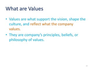 Vision,mission,values and culture ver 1.0 | PPTX