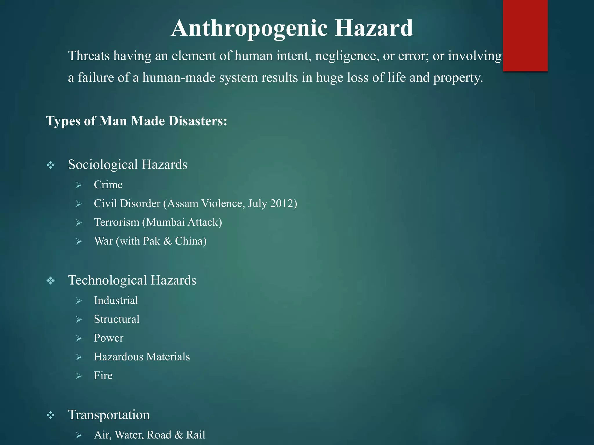 Man-Made Disasters 20 20 | PPTX