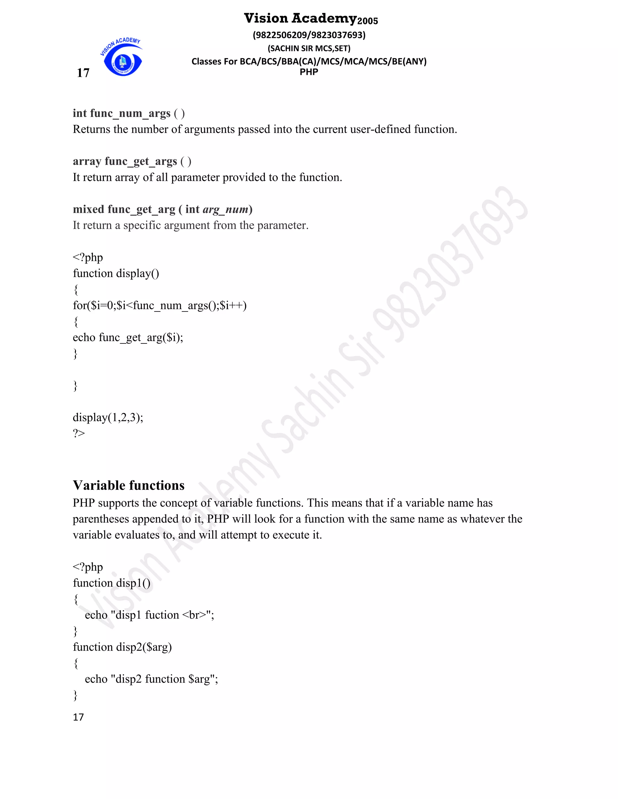 Vision academy classes bcs_bca_bba_sybba_php | PDF