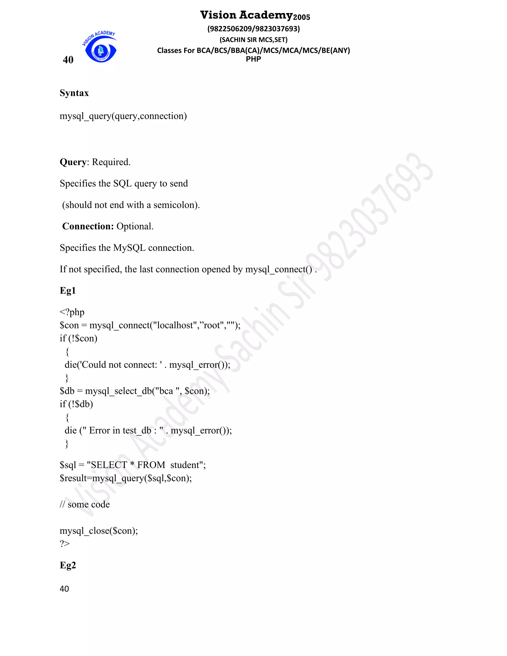 Vision academy classes bcs_bca_bba_sybba_php | PDF