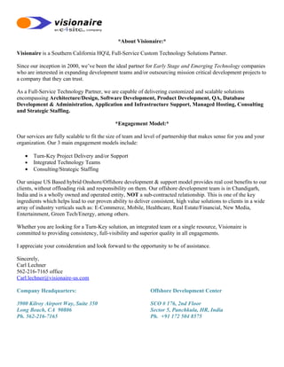 Visionaire Capabilities | DOC