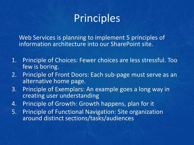 Vision and design principles for site | PPT