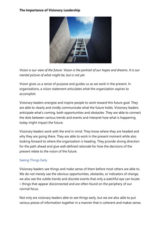 Visionary Leadership and its characteristics | DOCX