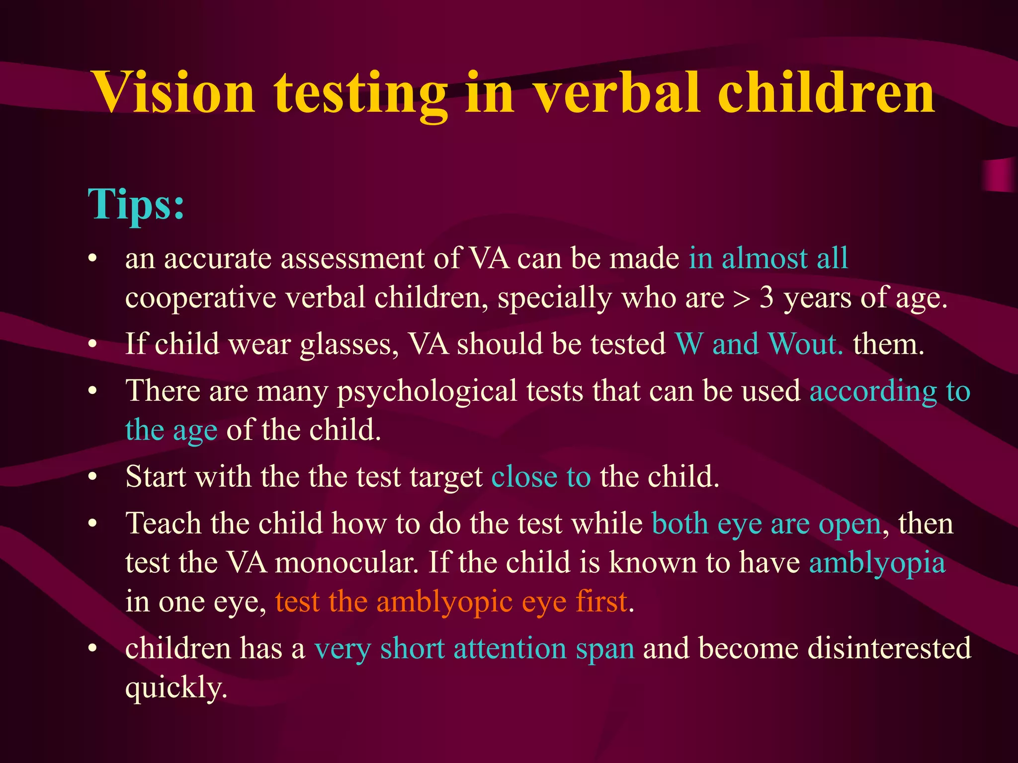 Vision assessment of the pediatric patients | PPSX