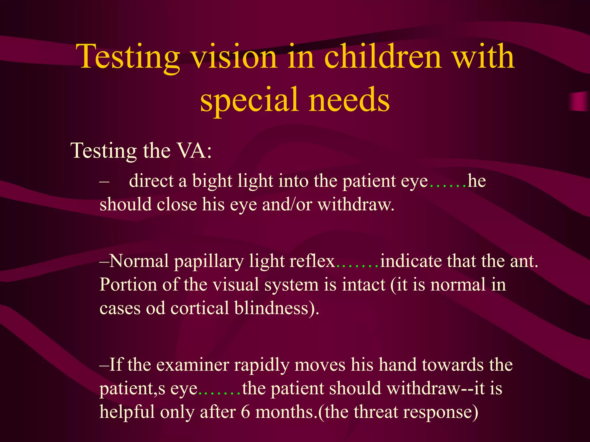 Vision assessment of the pediatric patients | PPSX