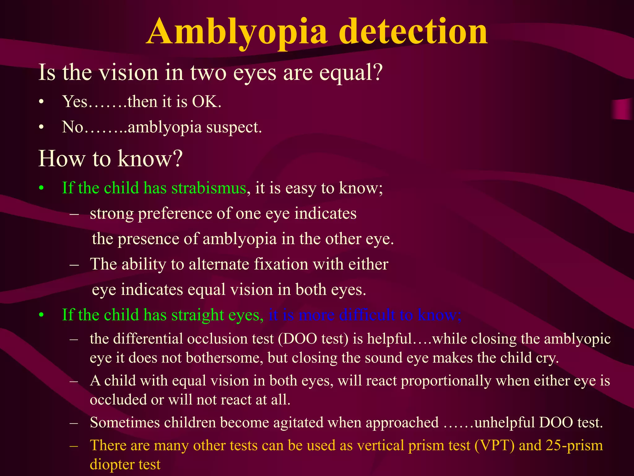 Vision assessment of the pediatric patients | PPSX