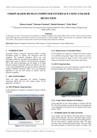 Vision based human computer interface using colour detection | PDF