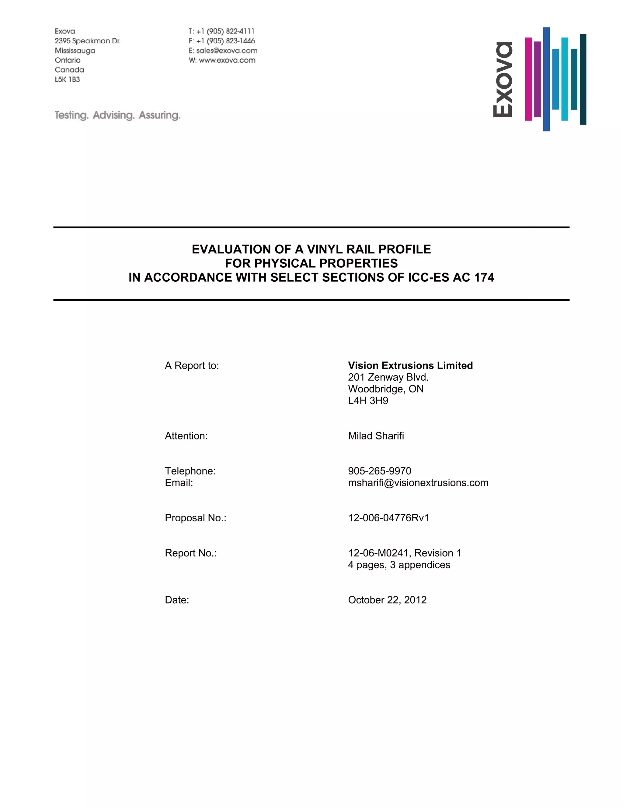 Vision Extrusions - Exova Report | PDF