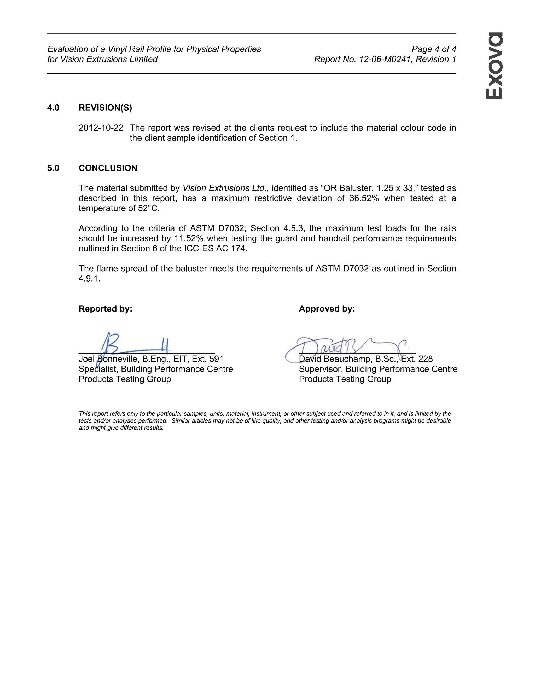 Vision Extrusions - Exova Report | PDF