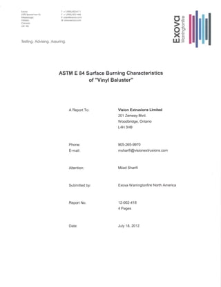 Vision Extrusions - Exova Report | PDF