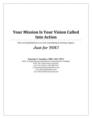 Your Vision Called Into Action (HandOut) | PDF | Career Planning | Careers