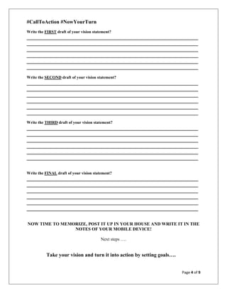 Your Vision Called Into Action (HandOut) | PDF | Career Planning | Careers