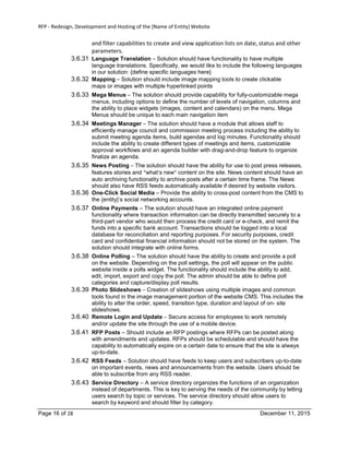 Example RFP Template for Website Design-Development-Hosting for Local ...