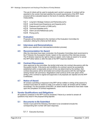 Example RFP Template for Website Design-Development-Hosting for Local ...