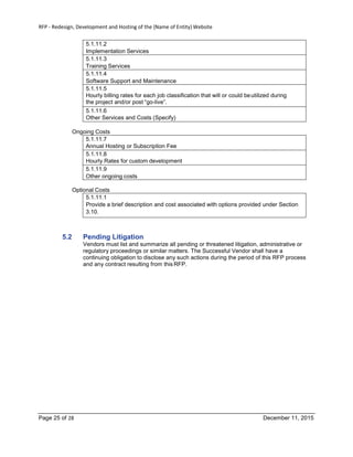 Example RFP Template for Website Design-Development-Hosting for Local ...