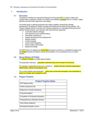 Example RFP Template for Website Design-Development-Hosting for Local ...