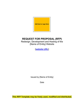 Request For Proposal Cover Page