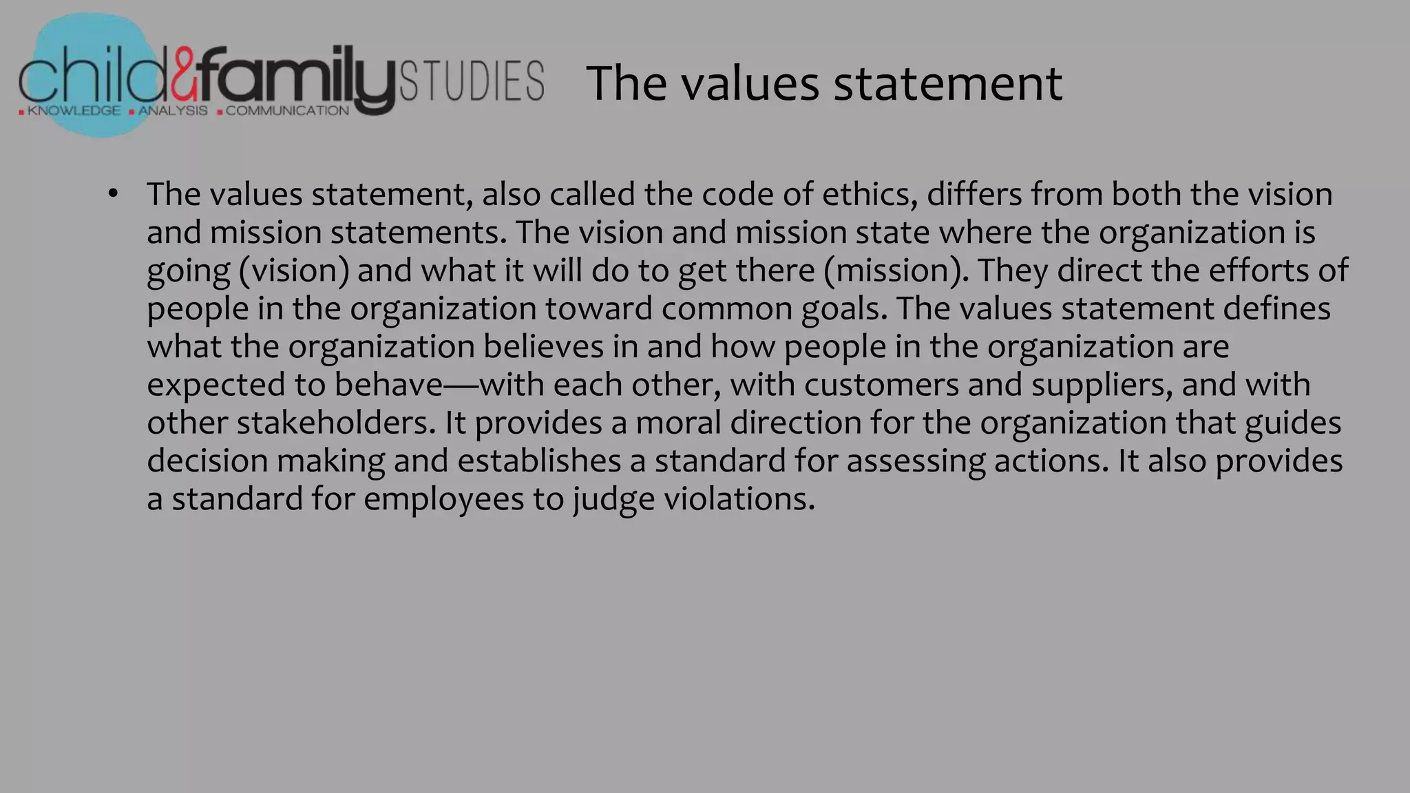 Vision, mission and values statements | PPTX