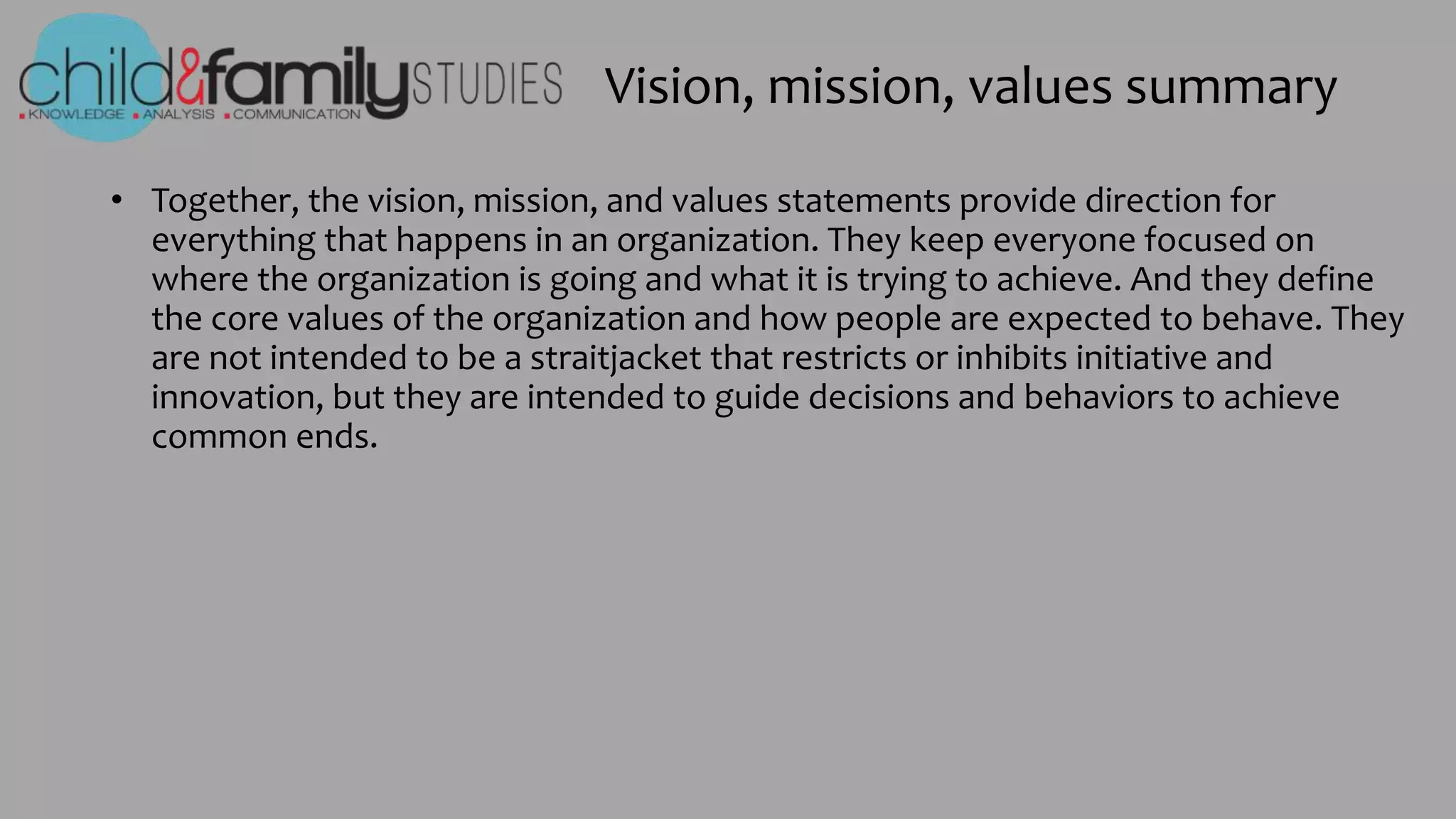 Vision, mission and values statements | PPTX