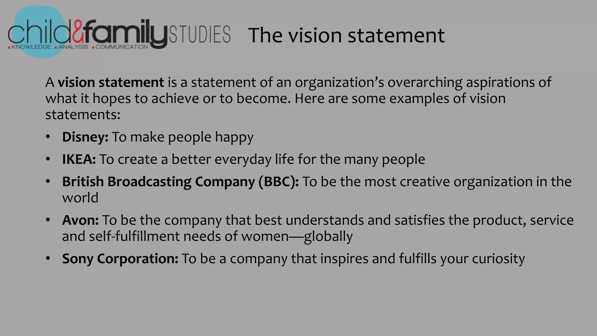 Vision, mission and values statements | PPTX