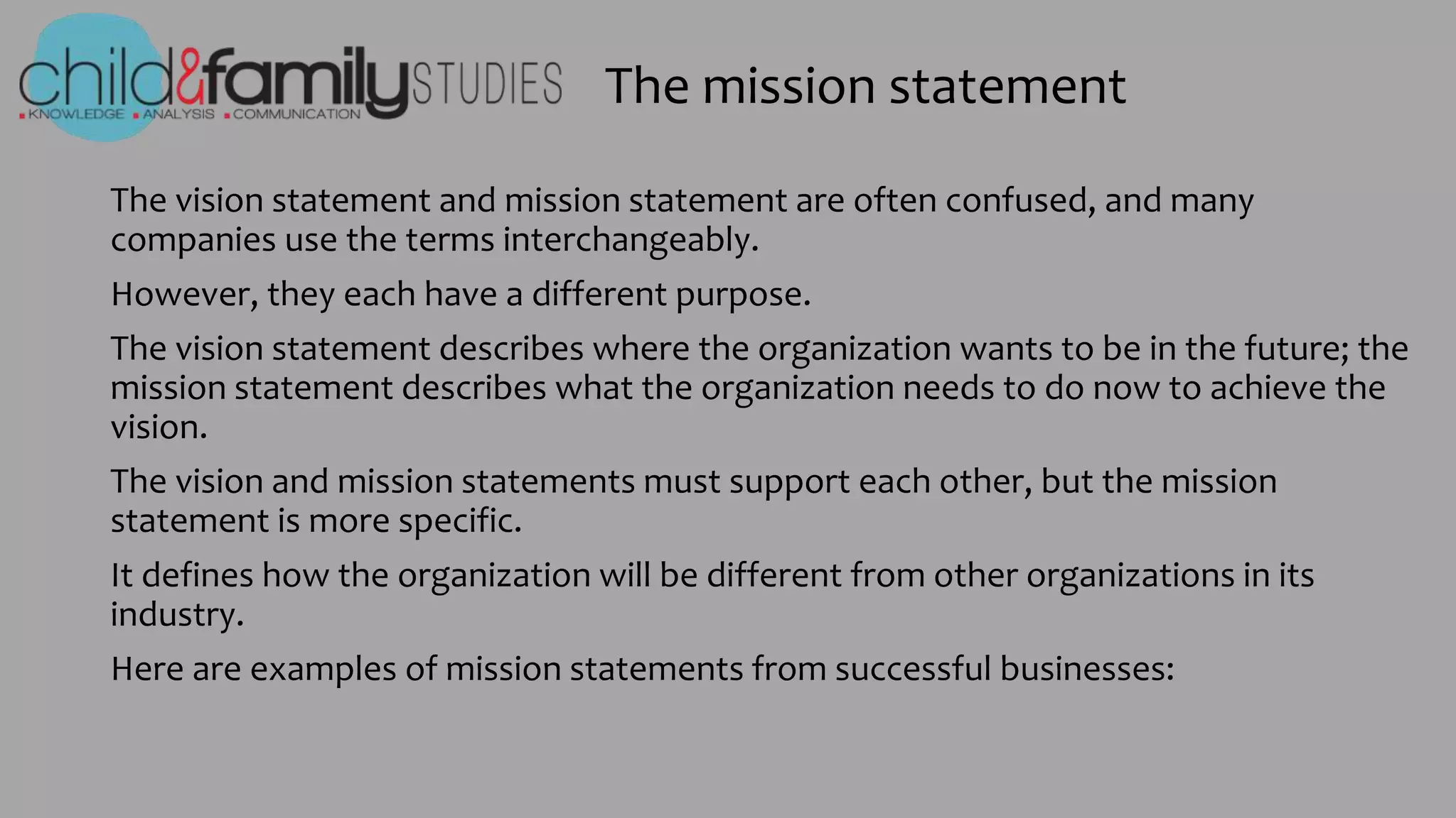 Vision, mission and values statements | PPTX