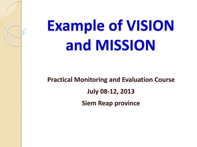 Vision Mission Examples | PPT