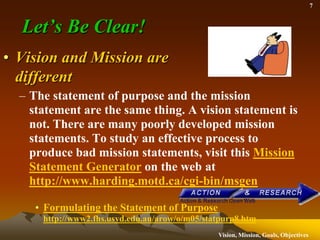Vision Mission Goals Objectives of the Library Media Center | PPTX