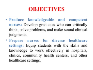 VISION, MISSION, OBJECTIVES.nursing ,anagement | PPTX