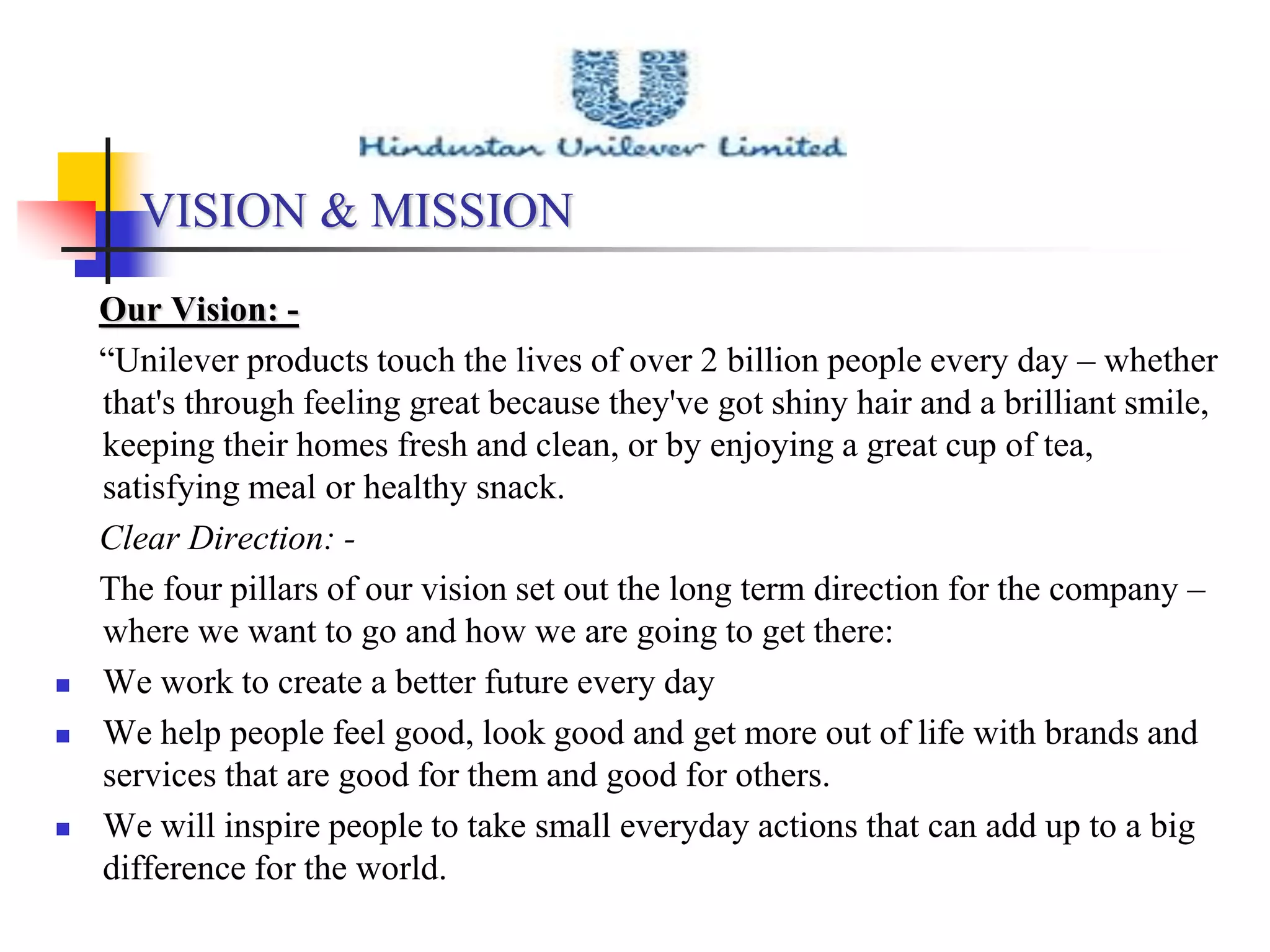 Vision & mission statements of selected fmcg organizations | PPT