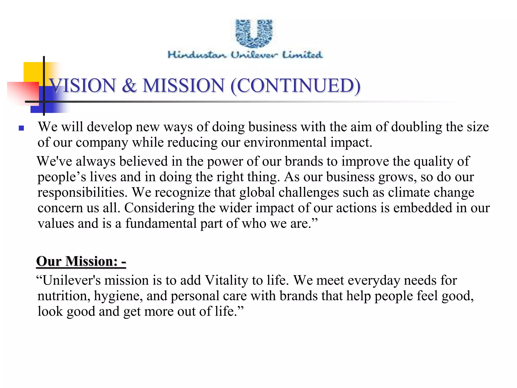 Vision & mission statements of selected fmcg organizations | PPT