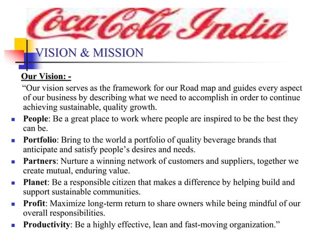 Vision & mission statements of selected fmcg organizations | PPT