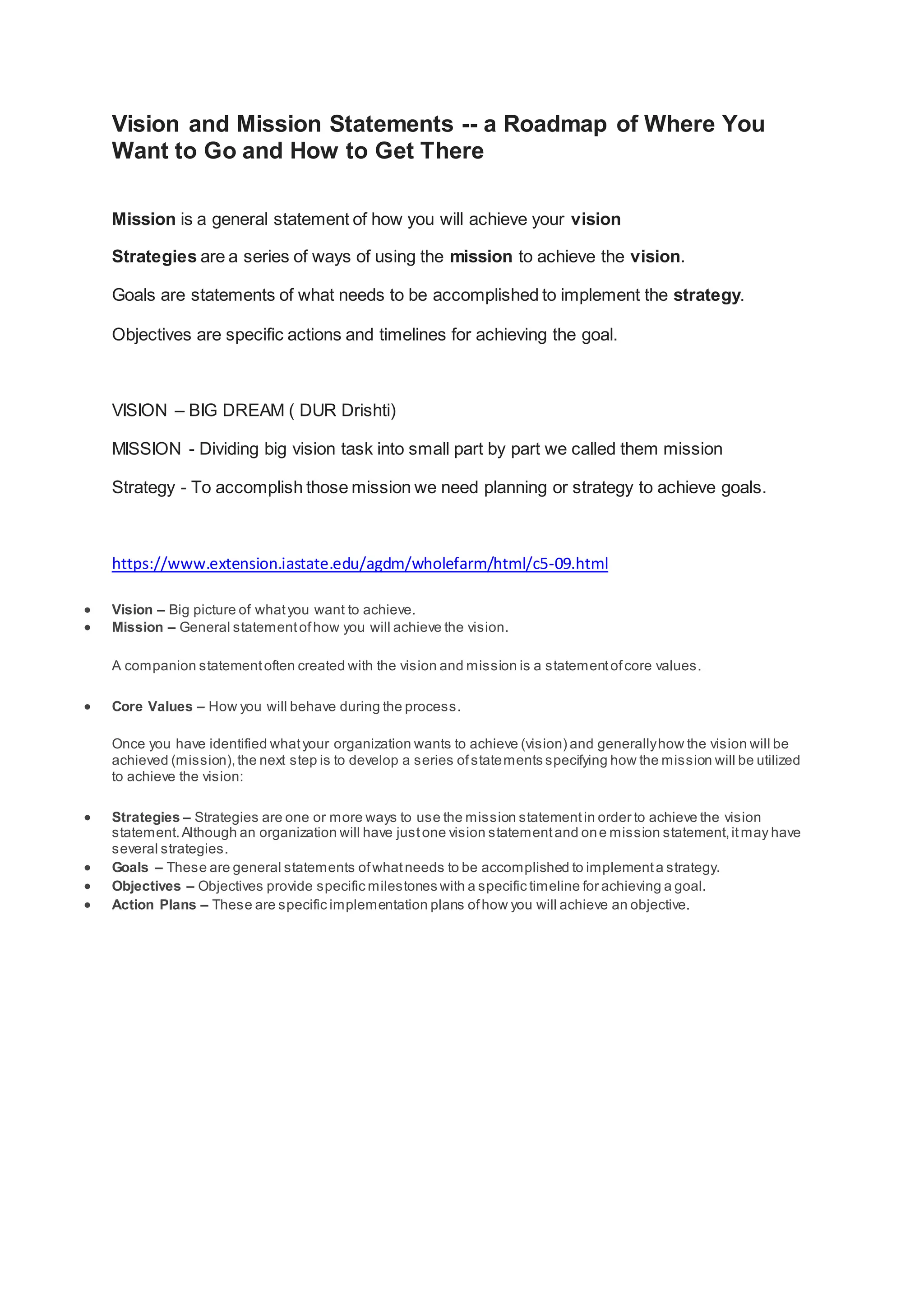 Vision, Mission & Strategy | DOCX