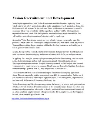 Vision recruitment and development - Help with finding vacancies | PDF