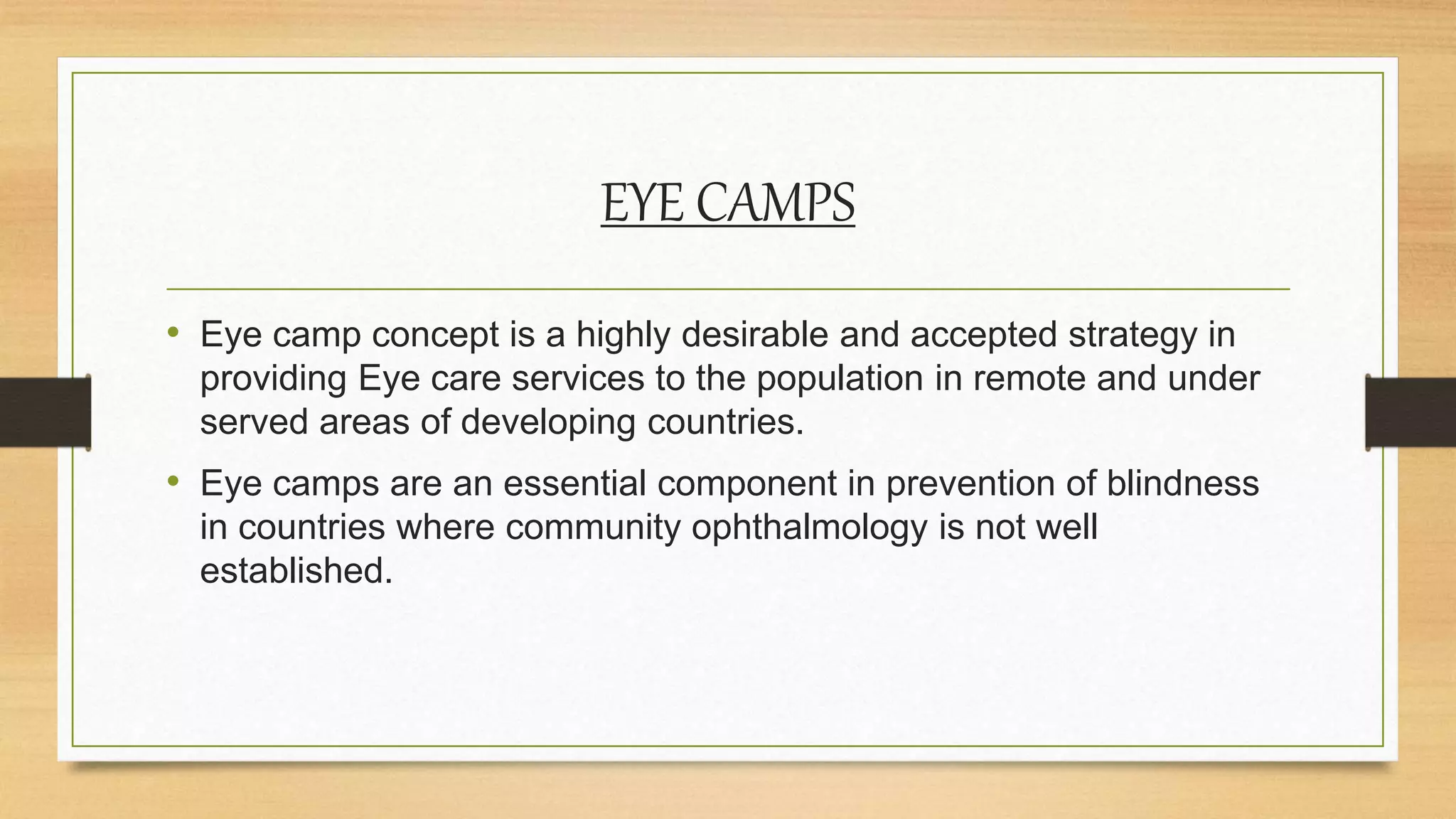 Vision screening and organising eye camps | PPTX