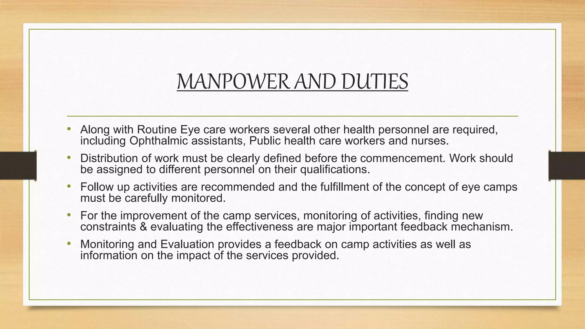 Vision screening and organising eye camps | PPTX