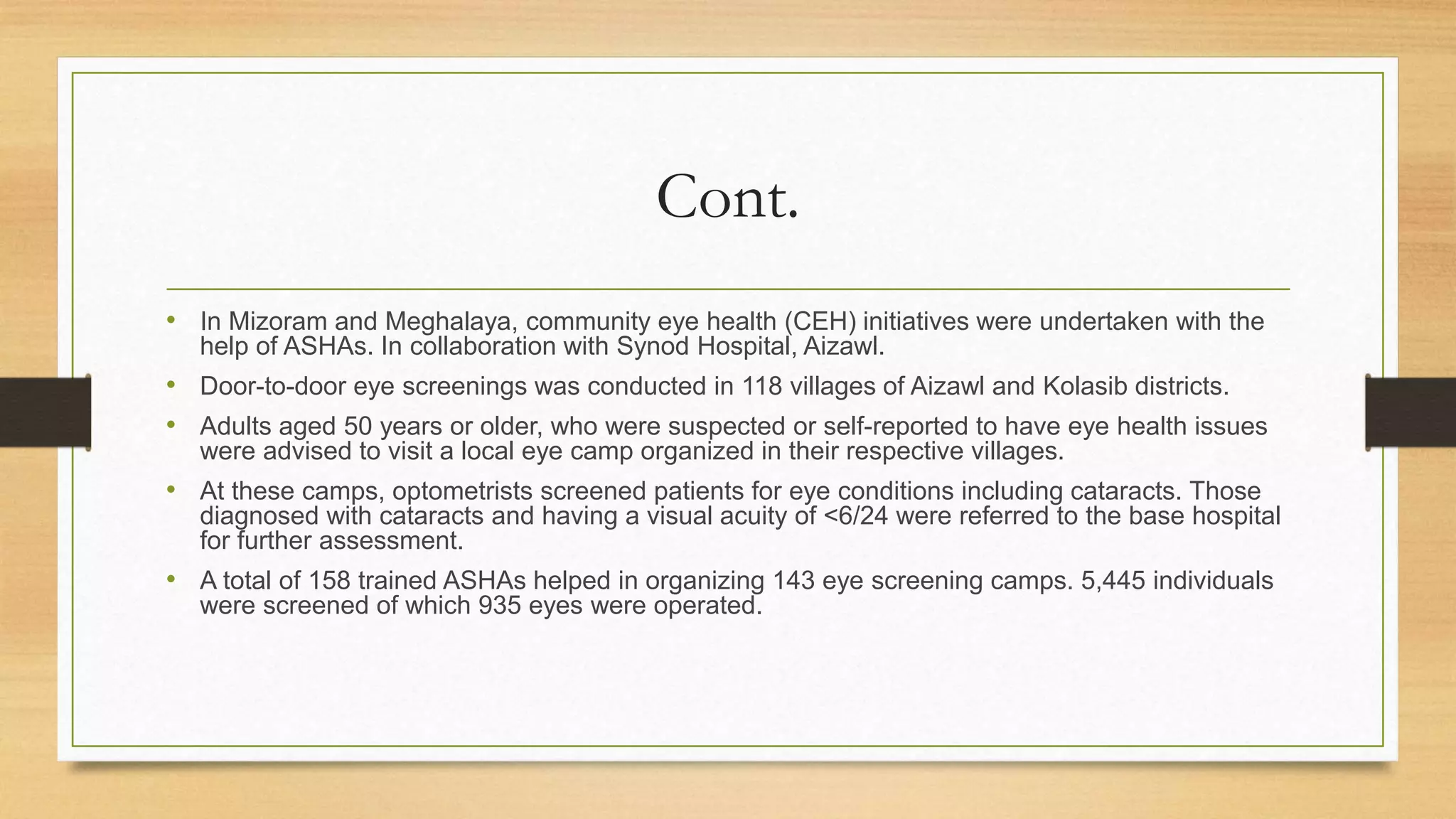 Vision screening and organising eye camps | PPTX