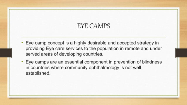 Vision screening and organising eye camps | PPTX