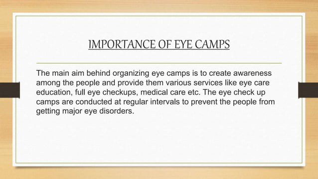 Vision screening and organising eye camps | PPTX