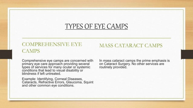 Vision screening and organising eye camps | PPTX