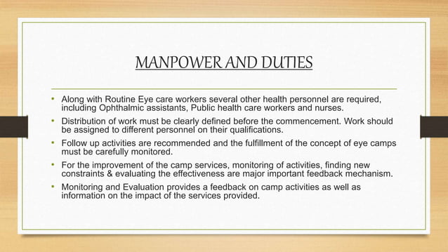 Vision screening and organising eye camps | PPTX