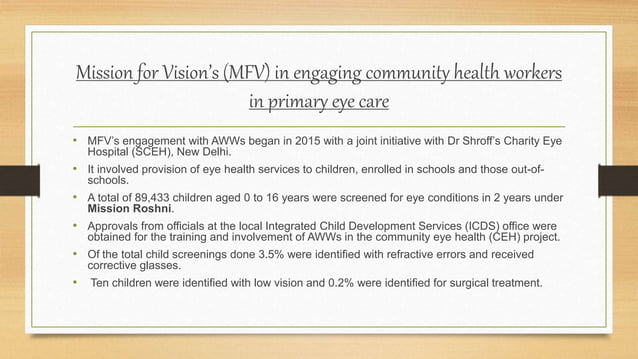 Vision screening and organising eye camps | PPTX