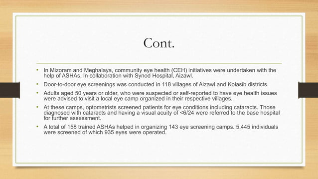 Vision screening and organising eye camps | PPTX