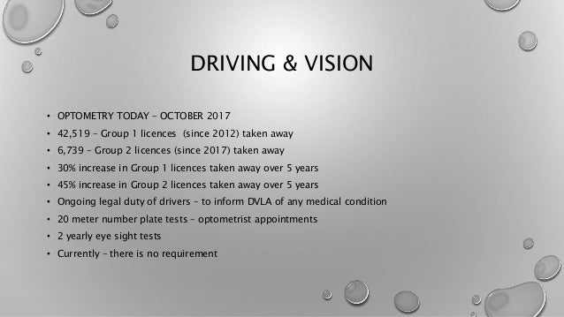 Vision standards for driving in UK