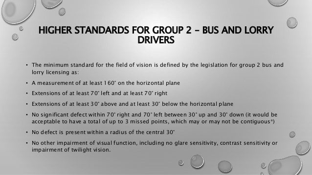 Vision standards for driving in UK