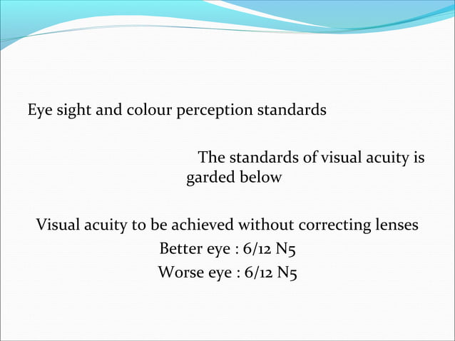 Vision standards for various occupation | PPT | Eye and Vision ...