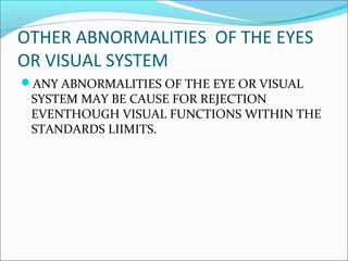 Vision standards for various occupation | PPT