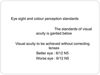 Vision standards for various occupation | PPT