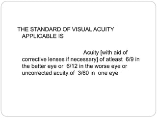 Vision standards for various occupation | PPT