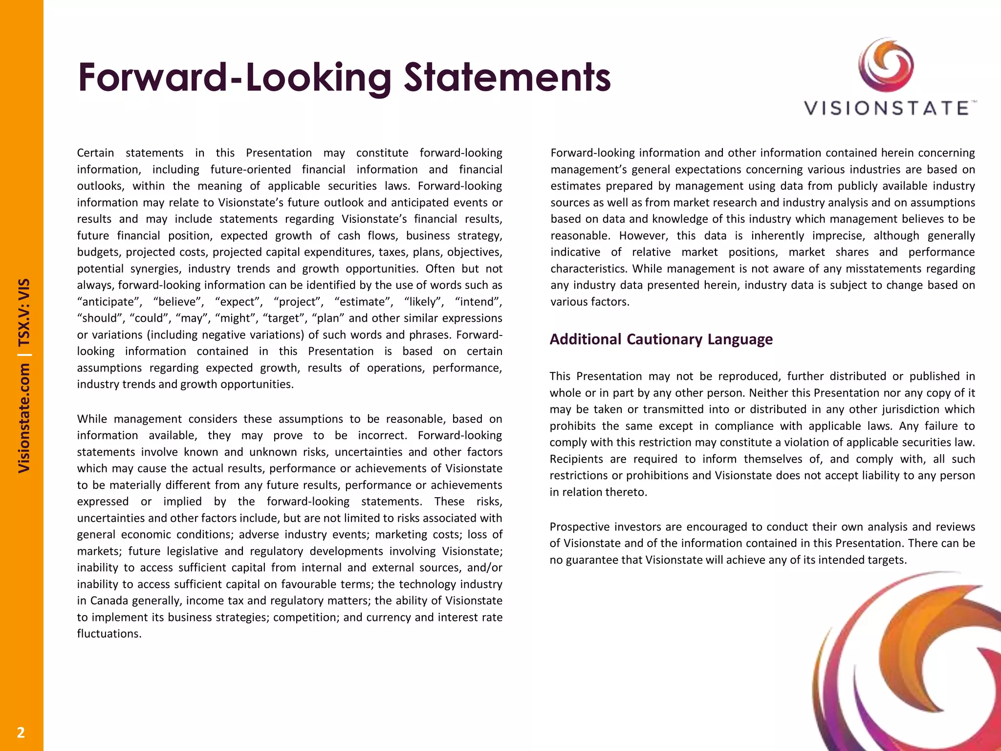 Visionstate Corporate Presentation: August 2022 | PDF