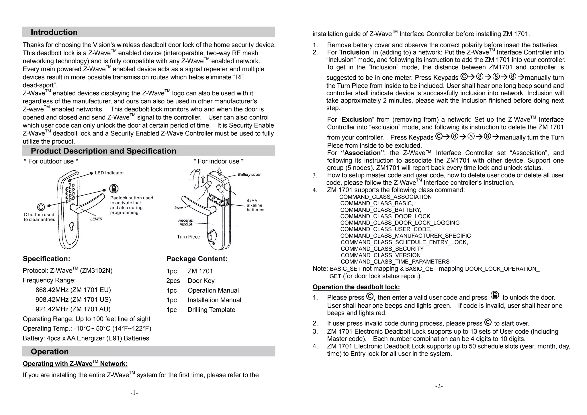Vision ZM1701 Manual | PPT